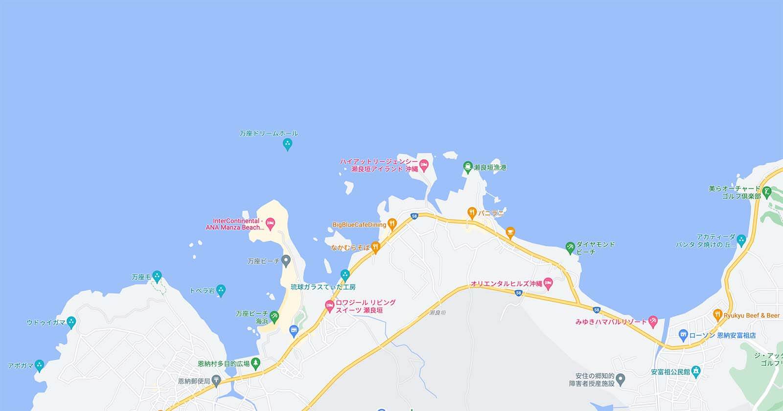 manza-map – 沖縄ダイビング・スキューバーダイビング 青の洞窟 DearBlue